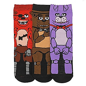 Bioworld Five nights at freddy's Animatronics 3-Pack Animigos crew Socks for Youth