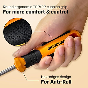 IRONCUBE 6 PCS Magnetic Tips Screwdriver Set, Phillips/Slotted Heads, Comfort Grip, Durable CR-V Steel, Multi-Spec for tightening screws fastener, gifts for men father or DIY lover