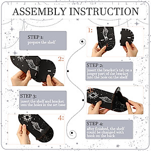 Small Crystal Shelf Crystal Pendulum Holder Stand Display Shelf Black Magical Boho Hand Shelf Witch Stuff Wooden Rustic Hanging Decor with 3 Pieces Crystals Stone for Essential Oil (Moon Style)