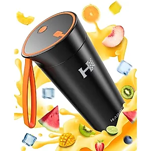 Portable Blender, Haimmy Stainless Steel Travel Blender for Shakes and Smoothies, Type C USB Rechargeable Personal Smoothie Blender, Keep Cold and Fresh Blender Cup for Baby Food, Travel, Gym (Black)