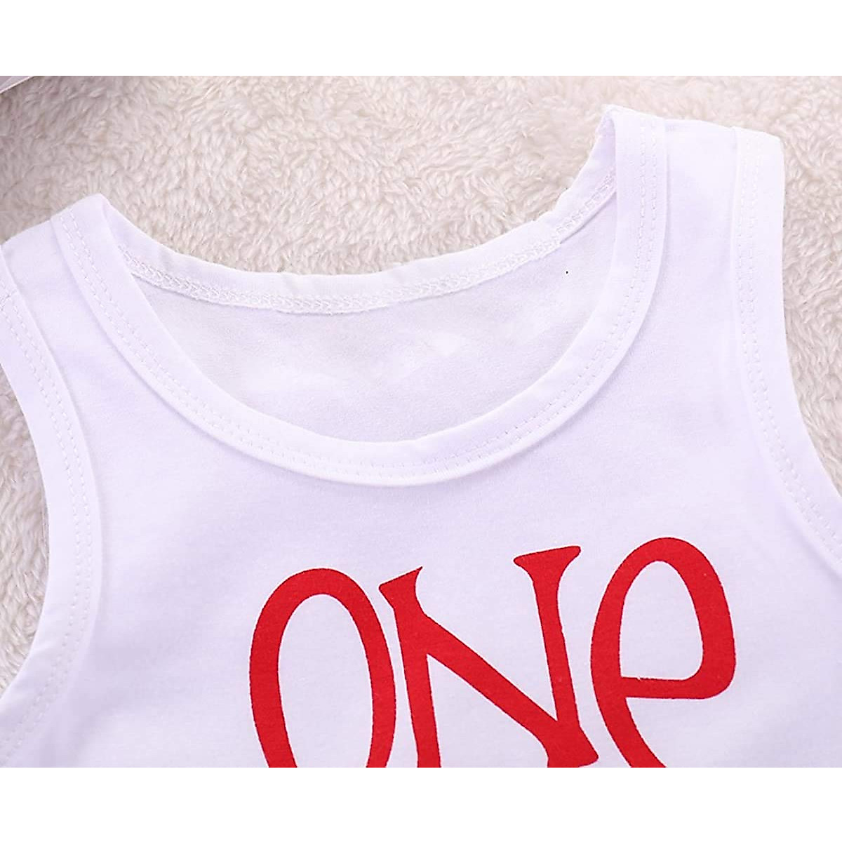 LOTUCY 2PCS Baby Girls Boy Clothes One in A Melon Watermelon Tops Tassel Ripped Denim Shorts Set Baby Boy Girl 1st Birthday Outfit