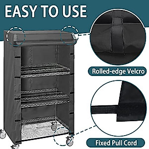 ZYSUOR Shelving Cover Storage Shelf Cover Wire Shelves Cover,36" Wx14 Dx72 H,Durable Velcro Design on Both Sides of The Front for Easy and Quick Opening and Closing,Black,only Cover