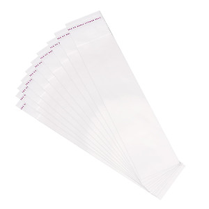 uxcell 200Pcs Clear Cello Bags, 2" x 10.6" Plastic Self Sealing OPP Cello Treat Bags Cello Poly Bags for Packing Cookies Candy Jewelry Gifts, Clear