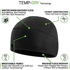 Temple Tape Tactical Fleece Watch Cap Beanie – Skull Cap Fleece Hat - 2 Pack Black/Black - One Size (Fits Most Heads)