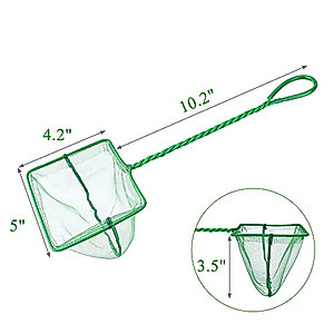 Mogoko 2 Pack Fish Net, 5.0 Inch Fine Mesh Aquarium Net with 10.0 Inch Long Plastic Handle for Fish Tank