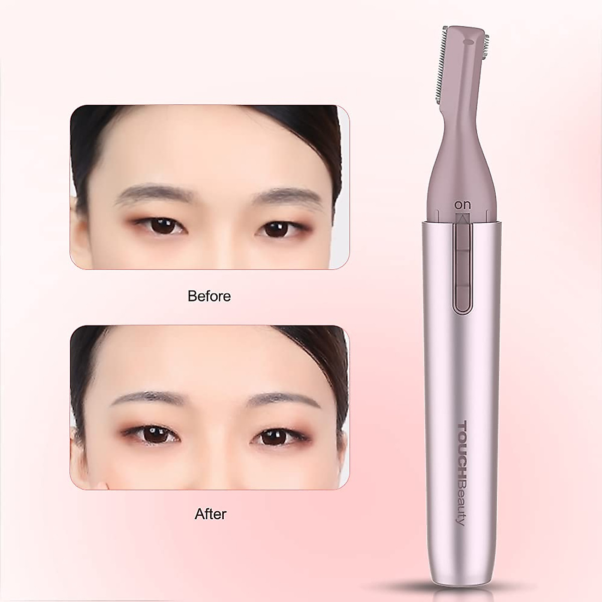 TOUCHBeauty Facial Hair Trimmer Eyebrow Shaper Wet & Dry Hair Removal for Face Legs Battery Powered Upgraded(Rose Gold)