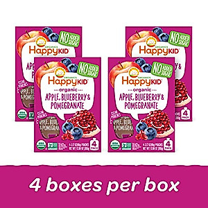 Happy Kid Organic Superfoods Twist Apple Blueberry Pomegranate, 3.17 Ounce Pouch (Pack of 16) Baby Toddler Kid Snack, Resealable, No Added Sugar Non-GMO Kosher (Packaging May Vary)