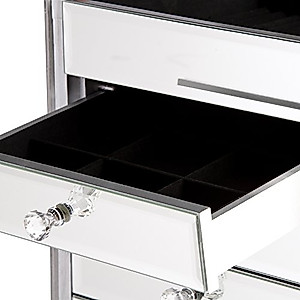 SEI Furniture Mirrored Jewelry Armoire Southern Enterprises Margaux MirroredArmoire, Silver, (AMZ2157SJ)
