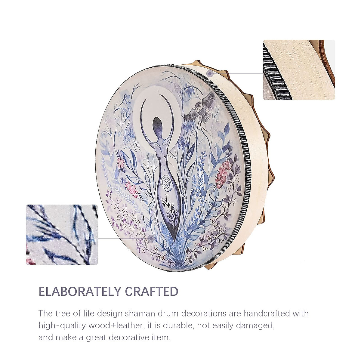 RXMORI 2Pack Shaman Drum,Shaman Drum Mother Of Life Siberian Drum Spiritual Music,Handmade Shaman Drum With Drum Stick,Sound Healer Shaman Drum