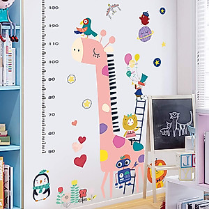 SENGTER Kids Height Growth Chart Wall Stickers Removable Cartoon Giraffe Height Measurement Wall Decal Decor for Kids Boys Girls Nursery Bedroom Living Room