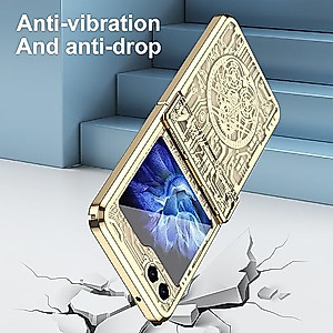 Phone Case Slim Case Compatible with Samsung Galaxy Z Flip 5 with Hinge+Camera Lens Protector,Thin Hard PC Case Fashion Protective Case for Galaxy Z Flip 5 Rugged Electroplating Cover phone protector