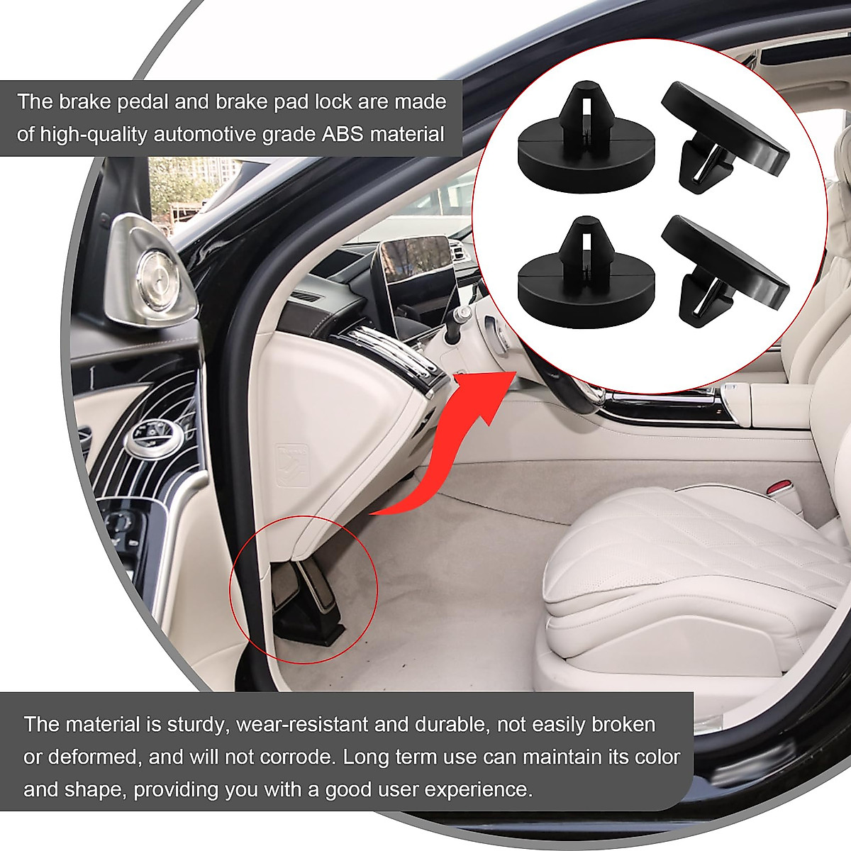 QUICTO 4 PCS Brake Pedal Stop Pad, Brake Pedal Brake Light Switch, Brake Switch Stop, Automotive Truck Automotive Brake Pedal Pad, Clutch Pedal Brake 90541-06036 (Black)