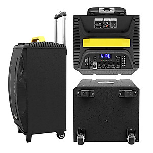 Karaoke Machine Speaker Pa System with 10Inch Woofer Professional Party Speaker with 2 UHF Wireless Mics and Remote Control, AUX/USB/SD/Guitar Input for Party, DJ and Outdoor Activities QX-1014