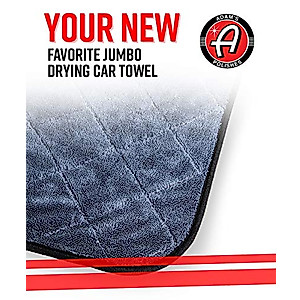 Adam's Jumbo Plush Drying Towel 33 x 29 inches 1500 GSM - The Most Absorbent Microfiber Drying Towel You Have Ever Used (1 Pack)