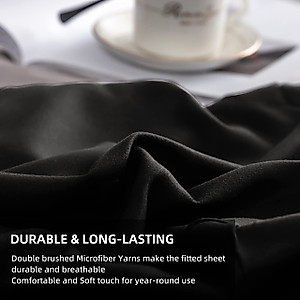 AYASW Fitted Sheet Only Full Size Deep Pocket 16 Inches Soft and Cozy Bed Bottom Sheet 1 Piece 1800 Double Brushed Microfiber Wrinkle Fade Resistant Easy Care Stable Black Holiday Decor