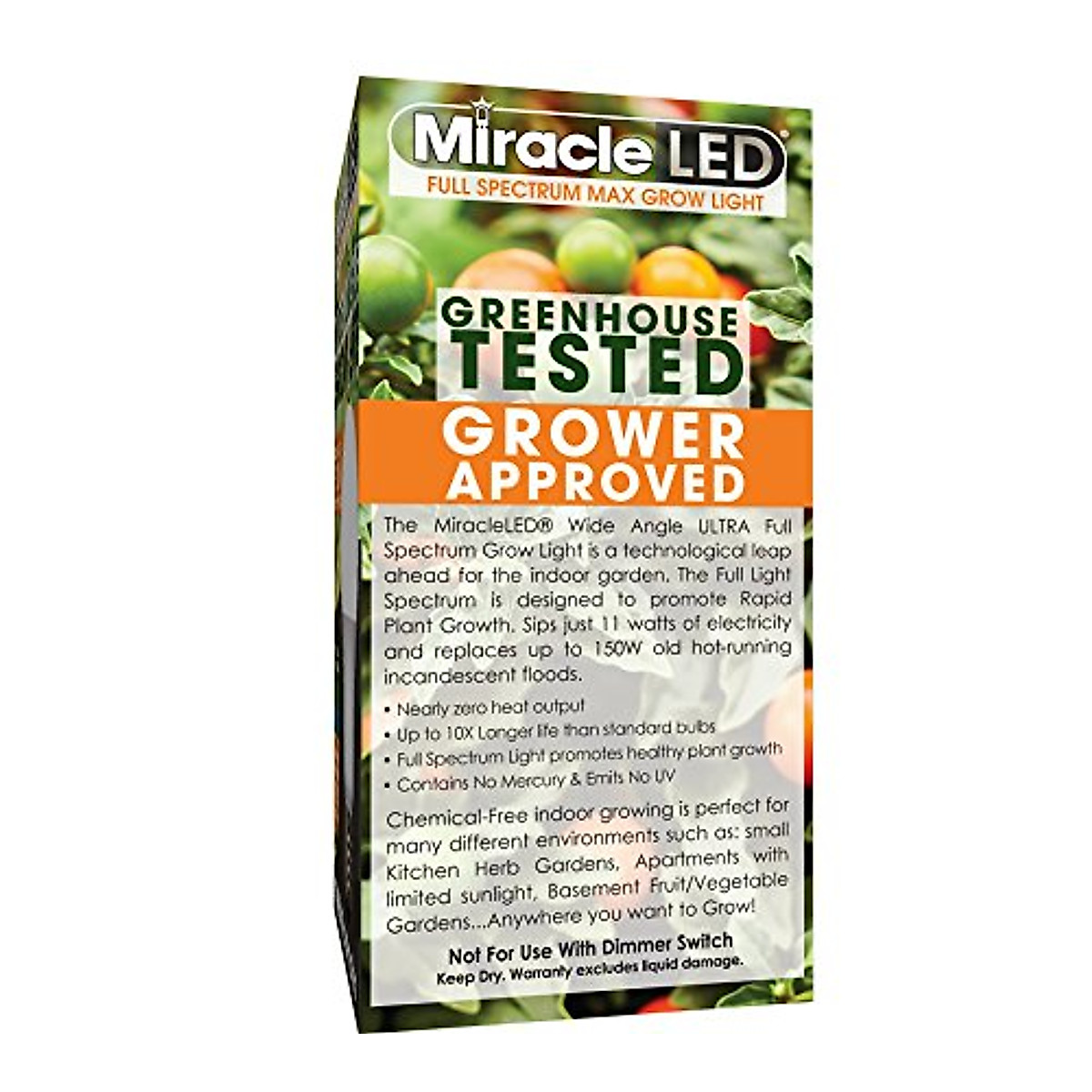 MiracleLED 604594 Multi-Plant Full Spectrum Grow Light Bulb, Single Pack, White 150W