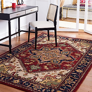 SAFAVIEH Heritage Collection Area Rug - 5' x 8', Red, Handmade Traditional Oriental Wool, Ideal for High Traffic Areas in Living Room, Bedroom (HG625A)