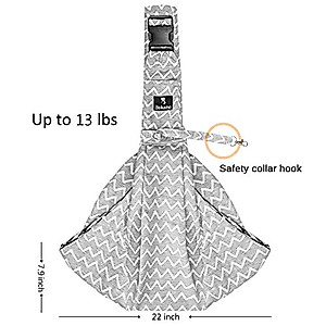 Jekeno Small Dog Sling Cat Carrier Adjustable Strap Hands Free Pet Puppy Travel Bag Backpack for Women Girls (White Gray)