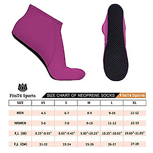 FitsT4 Sports Neoprene Water Socks 3mm Snorkel Fin Anti-Slip Sock Swim Men Women Dive Wetsuit Booties Perfect for Scuba Surfing Kayaking Beach Volleyball Soccer