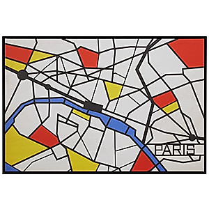 Amazon Brand – Rivet Pop Art Print of Paris Map in Primary Colors Modern Wall Art, 26" x 18"