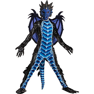 Spooktacular Creations Halloween Kids Boys Black and Blue Dragon costume, Dragon Wings and Mask for Halloween Parties, Cosplay-S(5-7yr)
