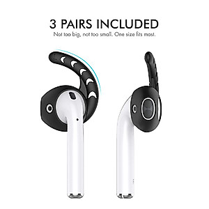AhaStyle 3 Pairs AirPods Ear Hooks Cover Silicone Accessories Compatible with Apple AirPods and EarPods Headphones(Black)