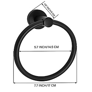 Black Towel Ring，Hand Towel Holder for Bathroom Wall Mounted，Bathroom Towel Holder,Bathroom Towel-Racks,Bathroom Hardware Simple Round Towel Hanger SUS 304 Stainless Steel (Black)