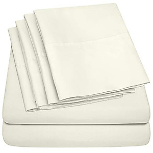 Cal King Size Bed Sheets - 6 Piece 1500 Supreme Collection Fine Brushed Microfiber Deep Pocket California King Sheet Set Bedding - 2 Extra Pillow Cases, Great Value, California King, ivory