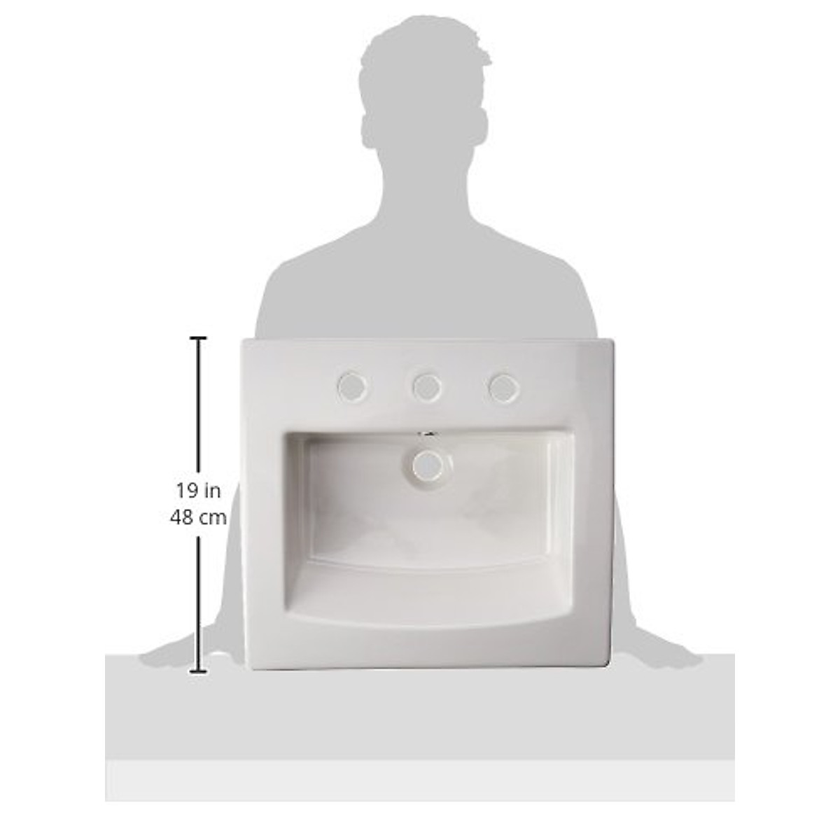 American Standard 0342008.020 Boxe Semi-Countertop Bathroom Sink, 13, White