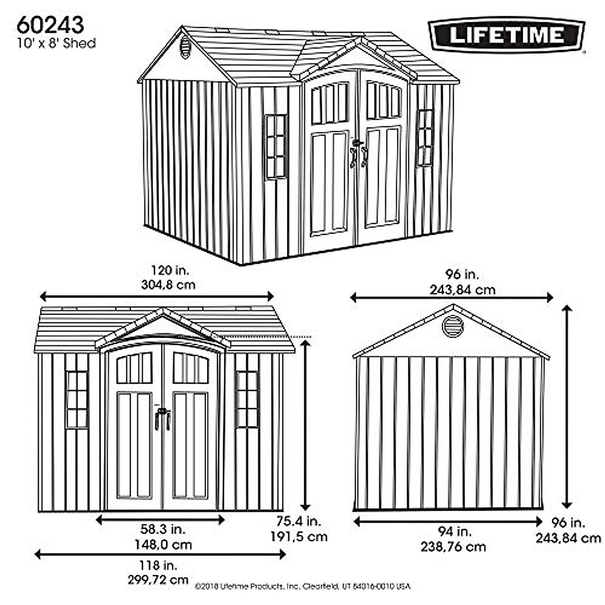 Lifetime 60243 10 x 8 Ft. Outdoor Storage Shed