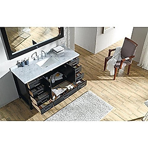 ARIEL Cambridge A061SCWRVOESP 61" Inch Single Rectangular Sink Solid Wood Espresso Bathroom Vanity Cabinet with 1.5" Inch Edge White Carrara Marble Countertop