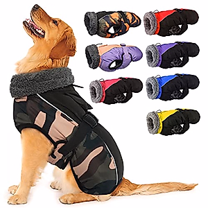 IECOii Extra Warm Dog Coat Reflective Adjustable Dog Jacket Dog Winter Coat with Buckle Fleece Turtleneck Dog Jacket for Cold Weather Soft Winter Coat for Small Medium Extra Large Dogs