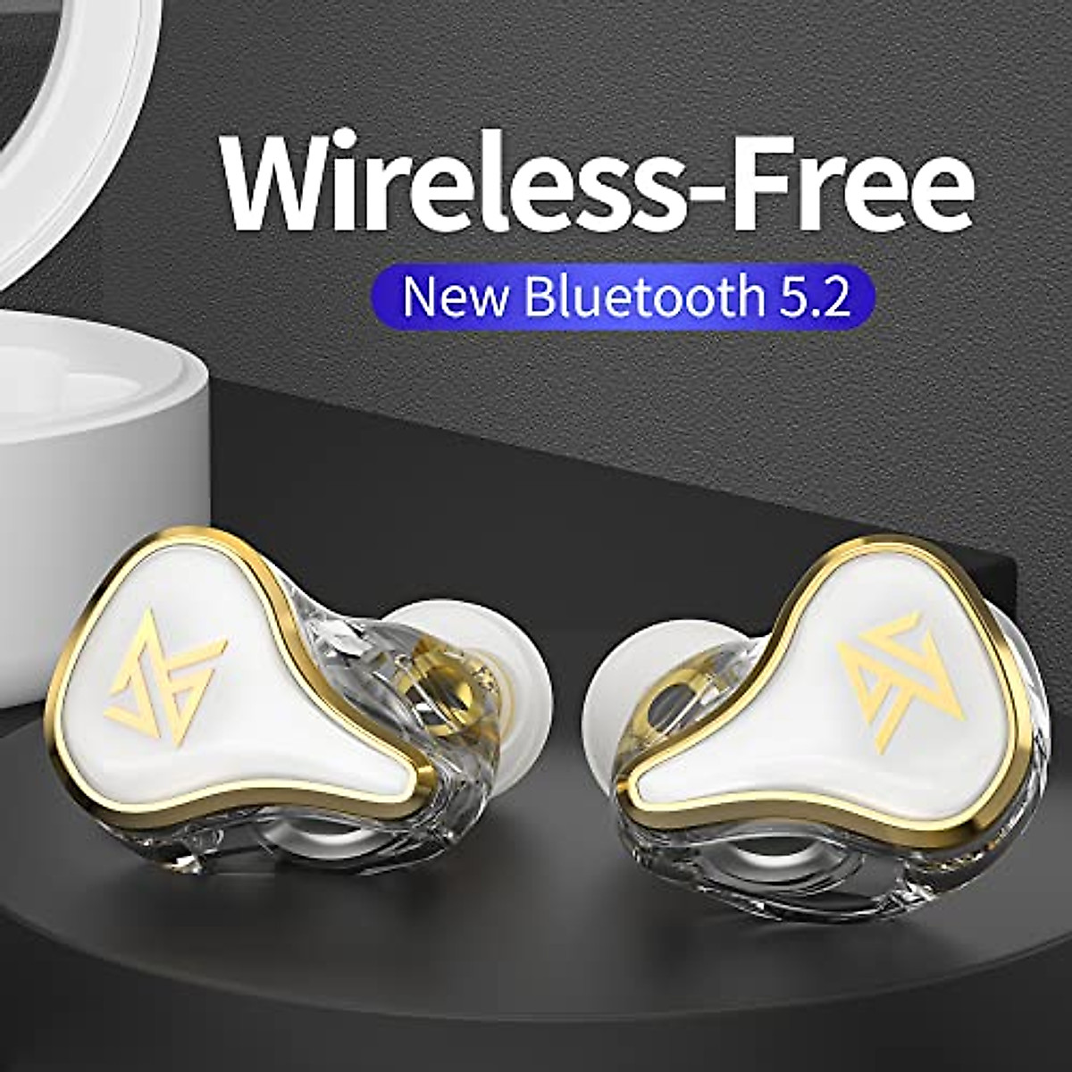 KZ Wireless Earbud Bluetooth in Ear Headphone with Microphone Hybrid Technology Earphone Stereo Sound Headset Touch Control with Charing Case Compatible with Apple&Android (SK10)