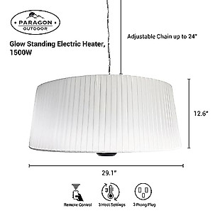 Paragon Outdoor Sol Electric Patio Heater, Ceiling Mounted, 1500W Indoor Outdoor Infrared Heat Lamp, Portable Heater, 3 Heat Settings, White