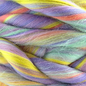 Revolution Fibers Multicolored Merino Wool Top, Cotton Candy Blend | 8 oz Luxuriously Soft 22 Mircon Blend | Ready to Spin, Blend, Weave, Knit, or Felt