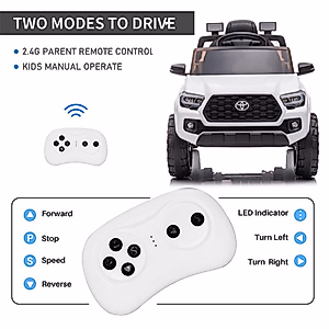 SEGMART 12V Electric Cars for Kids, Official Licensed Toyota Tacoma Ride on Car, Remote Control Truck Kids Car for Boys & Girls, Battery Powered Kids' Electric Vehicles with MP3/FM, LED Lights (White)