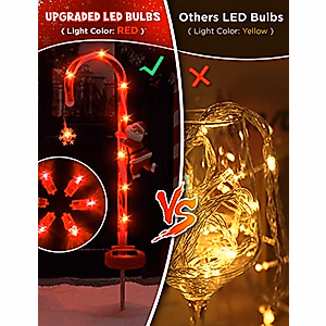 Solar Christmas Candy Cane Lights Garden Decorations, ZIVASA Solar Powered Xmas Pathway Markers Lights Outdoor Waterproof, Outside Decor Stake with Snow Flower & Santa for Yard Patio Landscape 2PACK