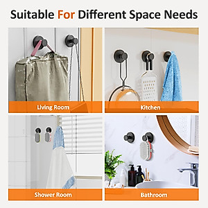 Suction Cup Hooks for Shower, Bathroom, Hanging Towels, Robe, Loofah, 2 Pack Upgrade Stainless Steel Suction Cup Hooks, Mounting on Glass Shower Doors, Tile, Mirrors, Hanging Up To 11 Lbs, Matte Black