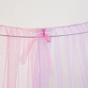 Rainbow Bed Canopy with Lights - Girls Room Bed Netting for Twin, Single, Full, Queen Size Beds - Reading Corners Room Decor