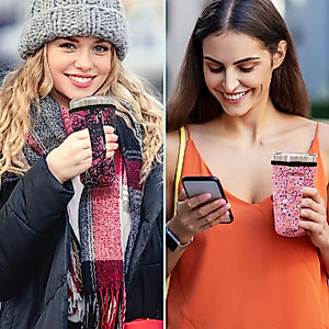 Neoprene Insulated Sleeves Cup Cover Holder Compatible with 20oz Tumbler Cup, 20oz YETI Rambler, SUNWILL, RTIC, Trenta, Most iced coffee cups (Flower meadow)