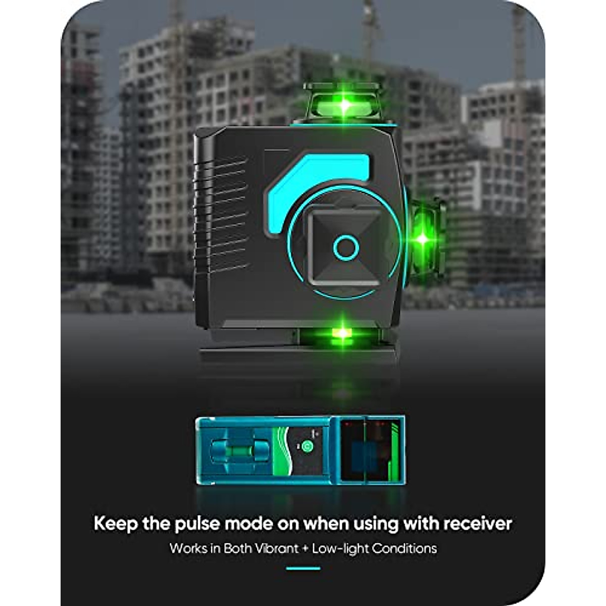 Laser Level Self Leveling 360 Green 4-Plane 4D 16 Line ACTBOT 10000mAh All-Inclusive Kit Swivel Level Line Laser with Pulse Mode Tilt Horizontal Vertical 4x360 Cross Line Remote Controller Switchable