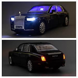 WAKAKAC 1/20 Phantom Model Car Alloy Diecast Collectible Pull Back Toy Car Classic Double Door Model Vehicle Logo Can Be Folded(Black)