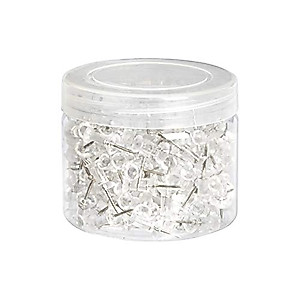 Amazon Basics Push Pins Tacks, Clear Plastic Head, Steel Point, 200-Pack