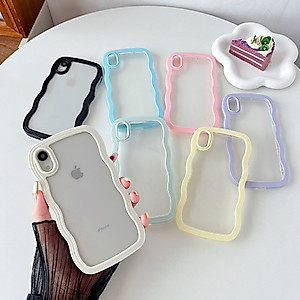 Caseative for iPhone Xr Case, Cute Curly Wave Frame Shape Shockproof Soft Compatible with iPhone Case (White,iPhone Xr)
