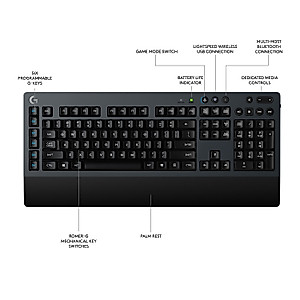 Logitech G903 Lightspeed Wireless Gaming Mouse & G613 Lightspeed Wireless Mechanical Gaming Keyboard, Multihost 2.4 GHz + Blutooth Connectivity - Black