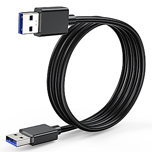 USB Cable 6 Feet 5-Pack, USB 3.0 A to A Male Cord Adapter Double End USB 2.0 Cord Male to Male for Hard Drive Enclosures, DVD Player, Laptop Cooler and More