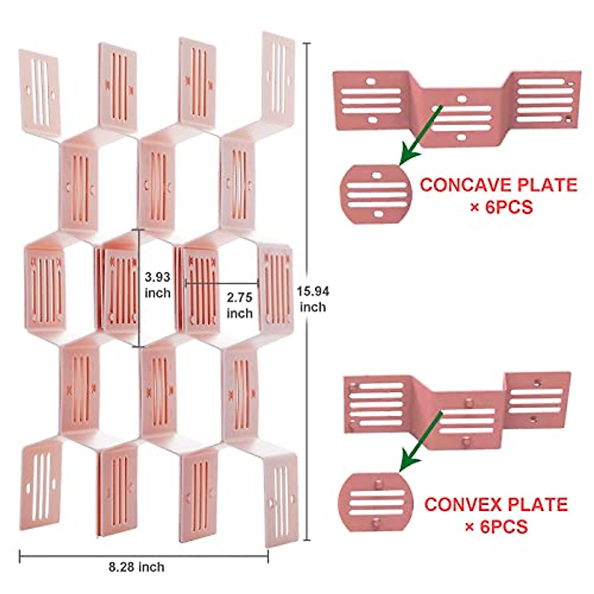 benbigbee Honeycomb Drawer Organizer, 12 Pcs Adjustable Underwear Organizer For Drawer Sock Clothes, Drawer Dividers Organizer For Belts, Ties, Clothing, Makeup, Office Supplies (White)