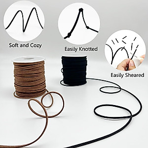 Leather String, 2 Rolls Faux Leather Cord, Flat Suede Leather Lace for Necklaces, Bracelets, Jewelry Making, Tassels, Dream Catchers and Art Crafts