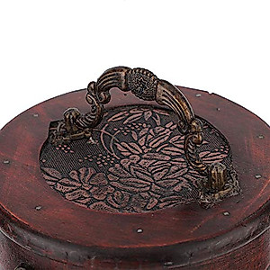 Red Wine Gift Storage Box 34cm Single Bottles Wooden Retro Decorative Carrying Case Round Barrel With Handle for Birthday Party Wedding Anniversary Celebrations