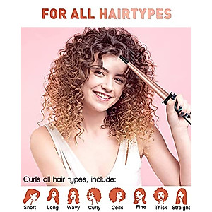 5 in 1 Curling Iron Set - BESTOPE PRO Curling Wand Iron with Interchangeable Barrels, 0.35”-1.25” Hair Curler Wand for Hairstyle, Instant Heat Up for All Hair Types, Heat Protective Glove & 2 Clips